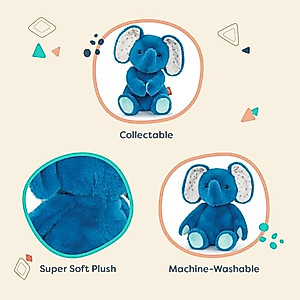 B. toys- B. softies- 12" Plush Blue Elephant – Stuffed Animal – Soft & Cuddly Toy- Washable- Baby, Toddler, Kids- Happy Hues- Ellie-Berry- 0 Months +