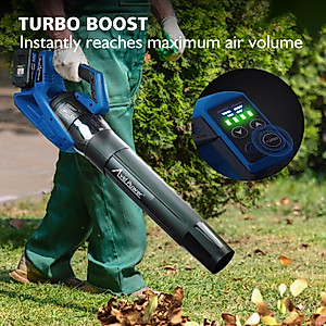 AVID POWER 40V Cordless Leaf Blower, Brushless Electric Leaf Blower 485-CFM 130-MPH, Battery Powered Blower with Two 2.0Ah Batteries, 4 Speeds and Turbo Function-Blue