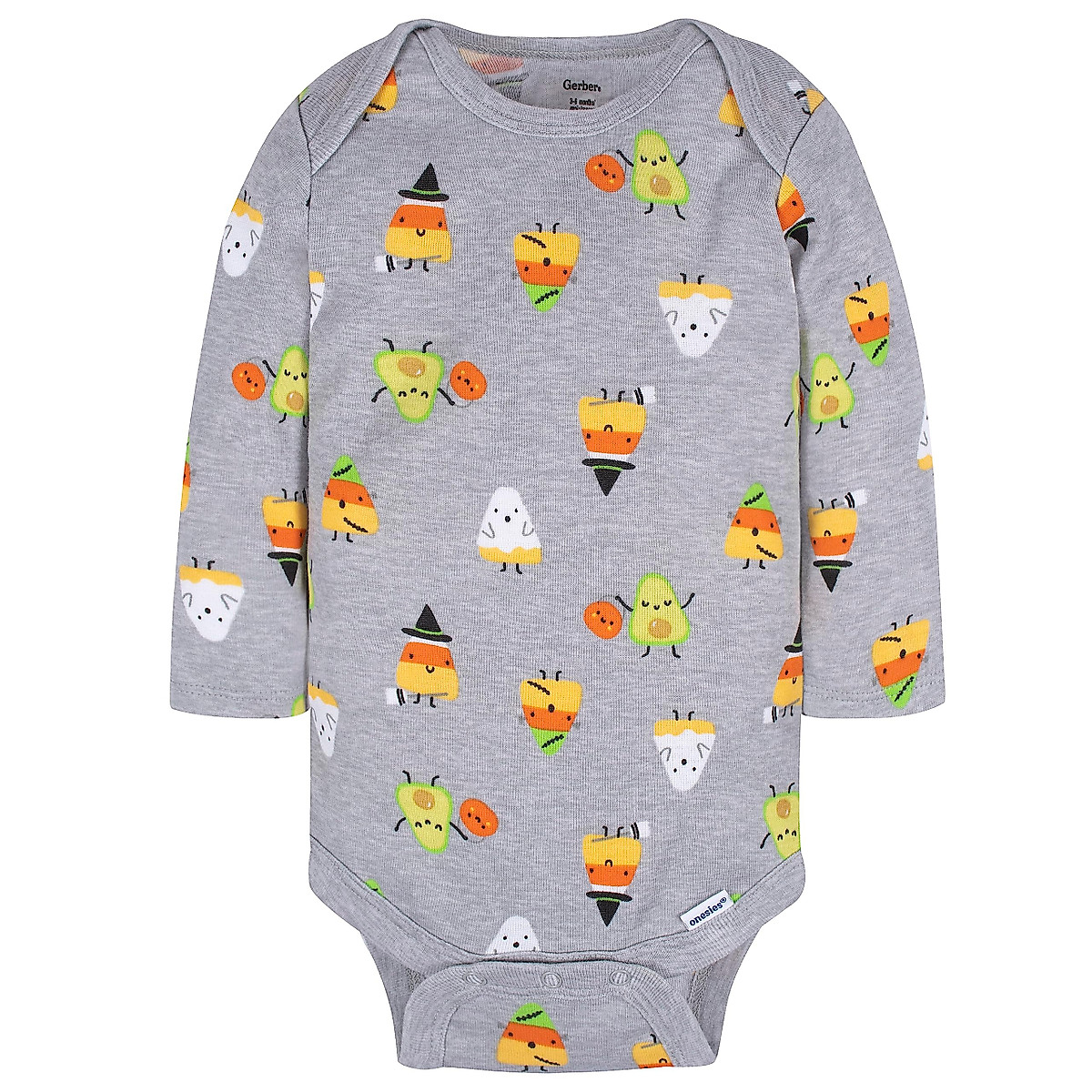 Gerber Baby 3-Pack Holiday Long-Sleeve Onesies, Trick Or Treat, 12 Months