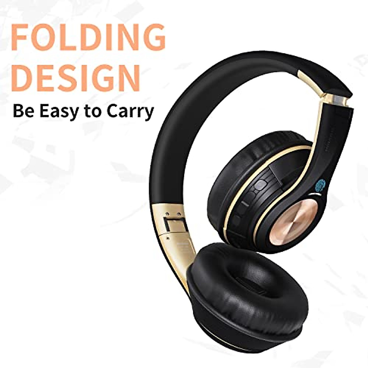 Riwbox TX8 Bluetooth Headphones, Over Ear Headphones, HiFi Stereo, with Touch Control and mic, Soft Earmuffs/Foldable/SD/TF, 40H Playtime, for iPhone and Android, Great for Music/OFC/Tour/Gym/Game