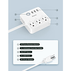 Smart Power Strip, Maxcio USB Surge Protector Compatible with Alexa & Google Home, Smart Outlets with 3 USB Ports, APP Individual Control, Smart Home Office Multi-Plug Extension Cord for Home, Travel