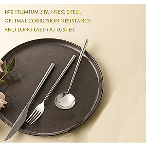 Thomaso 24 Piece Round Flatware Set for 8,18/10 Stainless Steel Premium Cutlery With Unique Tapered Handles Design,Silver Forks and Spoons Silverware Set,Mirror Polished,Dishwasher Safe
