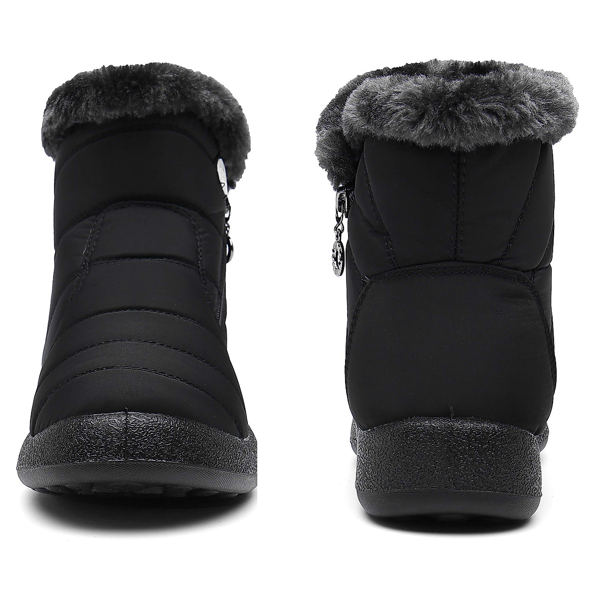 Hsyooes Womens Warm Fur Lined Winter Snow Boots Waterproof Ankle Boots Outdoor Booties Comfortable Shoes for Women,Black,11 M US=Label Size 43
