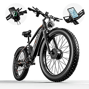 EDIKANI Electric Mountain Bike 26'' Dual Motor 1500W 48V 18A Ebike for Adult, 35mph 32 Mileage Pedal Assist 70 Miles Electric Moped, 35° Uphill Hydraulic Brake Fat Tire E Bicycles for Hilly Terrain
