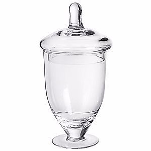 MyGift Clear Glass Small Apothecary Jars with Lids, Wedding Centerpiece, Candy Storage Canisters, 3 Piece Set