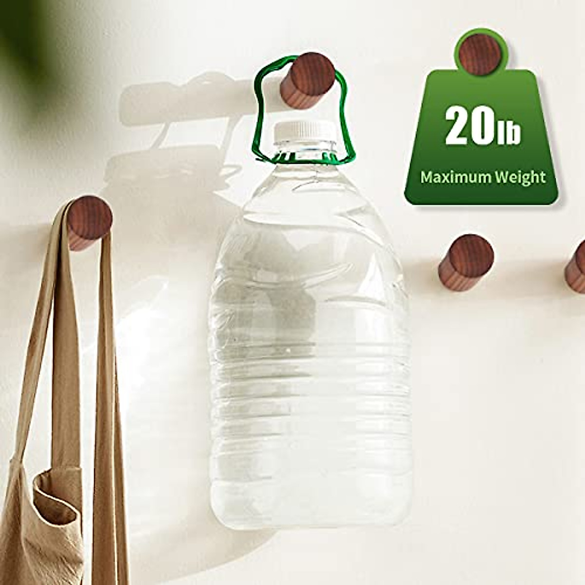 COCOYA Natural Wood Wall Hooks, 6Pack Minimalist Hat Hanger Easy Install Wall Mount Wooden Peg Knob Walnut Cute Simple Modern Small Room Decor, for Hanging Coat Towel Cap Bag Purses Jacket Backpack