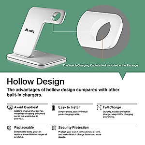 Charging Station for Apple Devices, Wireless Charger Compatible with iPhone 13/12/12 Pro/11/X/XS/XR/8Plus, Hollow Design Charger Stand Compatible for Apple Watch 6/5/4/3/2/SE, AirPods Pro/2