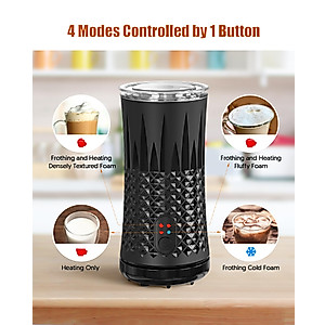 PUTECCH Milk Frother, 4-in-1 Milk Frother and Steamer, Electric Milk Frothers for Coffee, Auto Shut-Off Hot & Cold Foam Maker and Milk Warmer with Temperature Control for Latte, Cappuccino, Macchiato