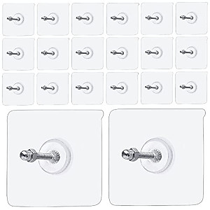 YUEARN 20 Pack Wall Hooks for Hanging, Adhesive Hooks Heavy Duty, Wall Hangers Without Nails for Wall Mount Shelf, Waterproof Rustproof for Kitchen, Bathroom, Home, Office (18mm)/13 lb(Max)
