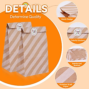 Elvielsl 40 Pack Paper Party Favor Bags, Brown Paper Bags Kraft Paper Bags Goodie Bags Small Gift Bag with 48pcs Stickers for Birthday, Wedding, Party Favors, Christmas Day, Baby Showers - 13x8x24CM