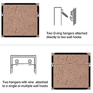 EesTeck 20 Pack D-Ring Steel Picture Hangers Heavy Duty with Screws Picture Frames Double Holes Clasp Picture Hang Solutions, for Hanging Clock Paintings Artwork Picture Frame Hook Photos Mirrors