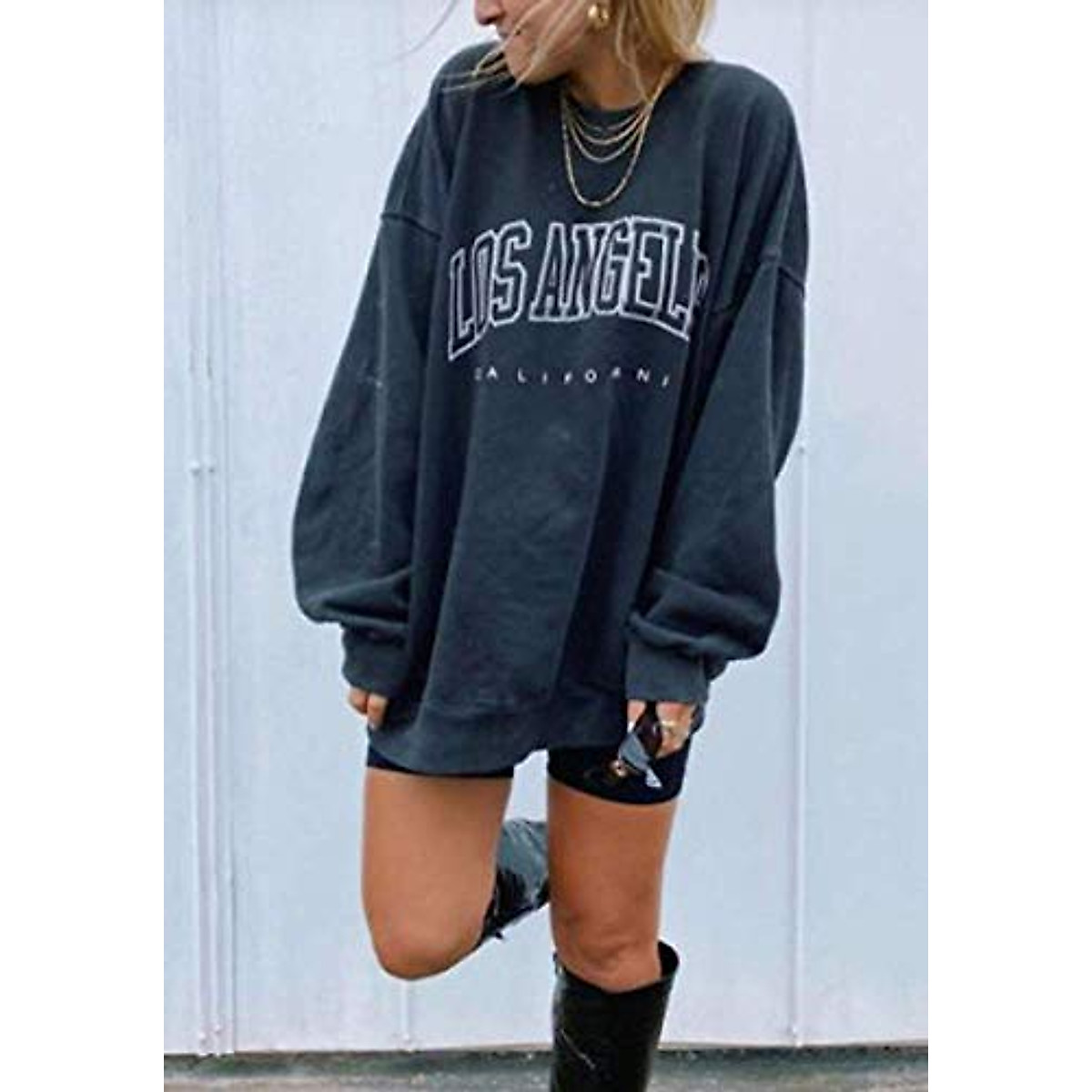 Women’s Oversized Sweatshirts Los Angeles California Hoodies Crewneck Long Sleeve Boyfriends Pullovers Tops