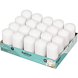 BOLSIUS Set of 20 White Pillar Candles - 2x4 inch Unscented Candle Set - Dripless Clean Burning Smokeless Dinner Candle - Perfect for Wedding Candles, Parties and Special Occasions