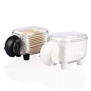 Agirlvct 2 Pack Qtip Holder Dispenser,Acrylic Cotton Ball Holder,Containers Storage Organizer,Bathroom Vanity Storage Canister for Swab Floss Bedroom Birthday Mother's Day Gift Girl Friend(Sheep)