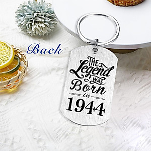 Yobent 80th Birthday Gifts for Men 1944, Happy 80th Birthday Keychain, 80 Year Old Birthday Gifts for Women, The Legend was Born in 1944