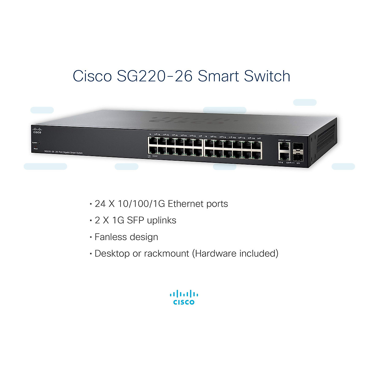 Cisco SG220-26-K9 26-Port Gigabit Smart Plus Switch, Black