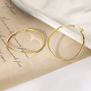 14K Gold Hoop Earrings for Women Large Gold Hoop Earrings 14K Gold Earrings for Women Elegant Twisted Big Gold Jewelry Hoop Earrings 40mm