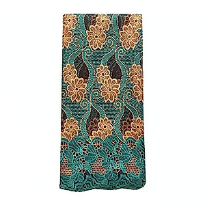 LadyQ Tulle African Net Lace Fabric with Beads and Stones Green Latest African Lace Fabric 2023 French Wedding Bridal Lace Fabric (Green)