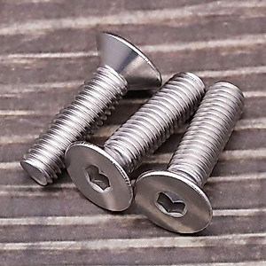M5-0.8 x 12mm Flat Head Socket Cap Screws, Countersunk Head, DIN7991, Stainless Steel 304 (18-8), Allen Hex Drive, 50 PCS