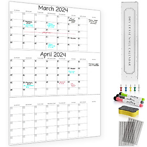 Simplified Dry Erase Wall Calendar for 3 Month Planning – Easy To Erase 30" x 45" Calendar for White Boards - The Perfect Planning Tool and Visual Organizer For Your Office & Home Wall