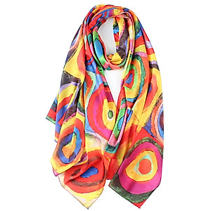 Umjetnost Women's Silk Feeling Scarf Long Satin Fashion Scarves Lightweight Shawls Wraps (SL4)