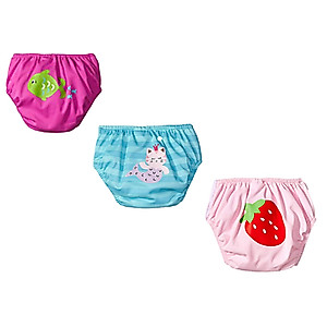 KIKO & MAX Baby Girls' Infant Three-Pack Absorbant Reusable Swim Diaper (Medium)