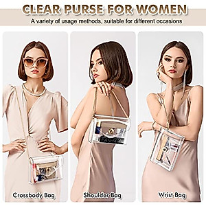 Youshuo Clear Purse for Women Stadium Approved, Clear Crossbody Bag, 2PCS Cute Purses with Chain & Wristlet for Sports Prom Concert Party Present