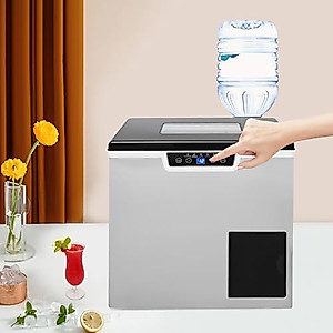 Porkke Square Ice Maker, Ice Crusher, Commercial Ice Maker, 150-180W Desktop Ice Maker, Freestanding Stainless Steel Ice Maker for Milk Tea Shops, Coffee Shops, Offices