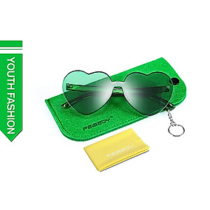 FEISEDY Thick Heart Sunglasses Rimless Heart Shaped Sun Glasses Women Fashion Love Glasses B2419