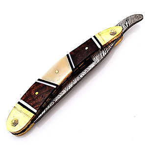 R-51 Custom Hand Made Damascus Steel Straight razor Folding Razor With Shaving Ready Classic Barber Blade Edge
