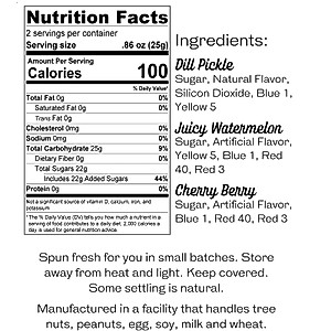 Juicy Bites Cotton Candy Gift Set of 3 Pickle, Cherry Berry, Juicy Watermelon - Unique ideas for Holidays, Birthdays, Gag Gifts, Party Favors