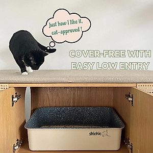 Shichic - Premium Stainless Steel Litter Box - Odor-Resistant Metal Cat Litter Box with Non-Stick Coating - Durable, Easy-Clean Litter Pan - Standard Size - 20" L x 13.8" W x 3.8" H, Includes Scoop