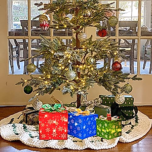 FUNPENY Set of 3 Christmas Lighted Gift Boxes, 50 LED Christmas Box Decorations, Presents Boxes (Snowflake)