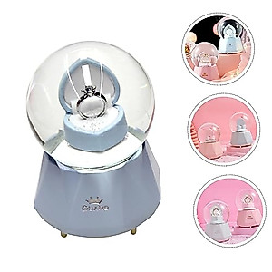 Garneck Romantic Crystal Ball Rings for Kids Snow Globes for Kids Table top Decor LED Rainbow Snow Lights Glitter Snow Globes Childrens Room Decor Crystal Ball Gift Musical Ring Ball Glass