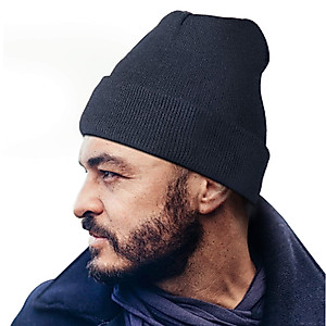 4 Pack Beanies Four Seasons Hats Knitted Cap for Men & Women & Teen (Black/Light Gray/Dark Gray/Dark Blue)