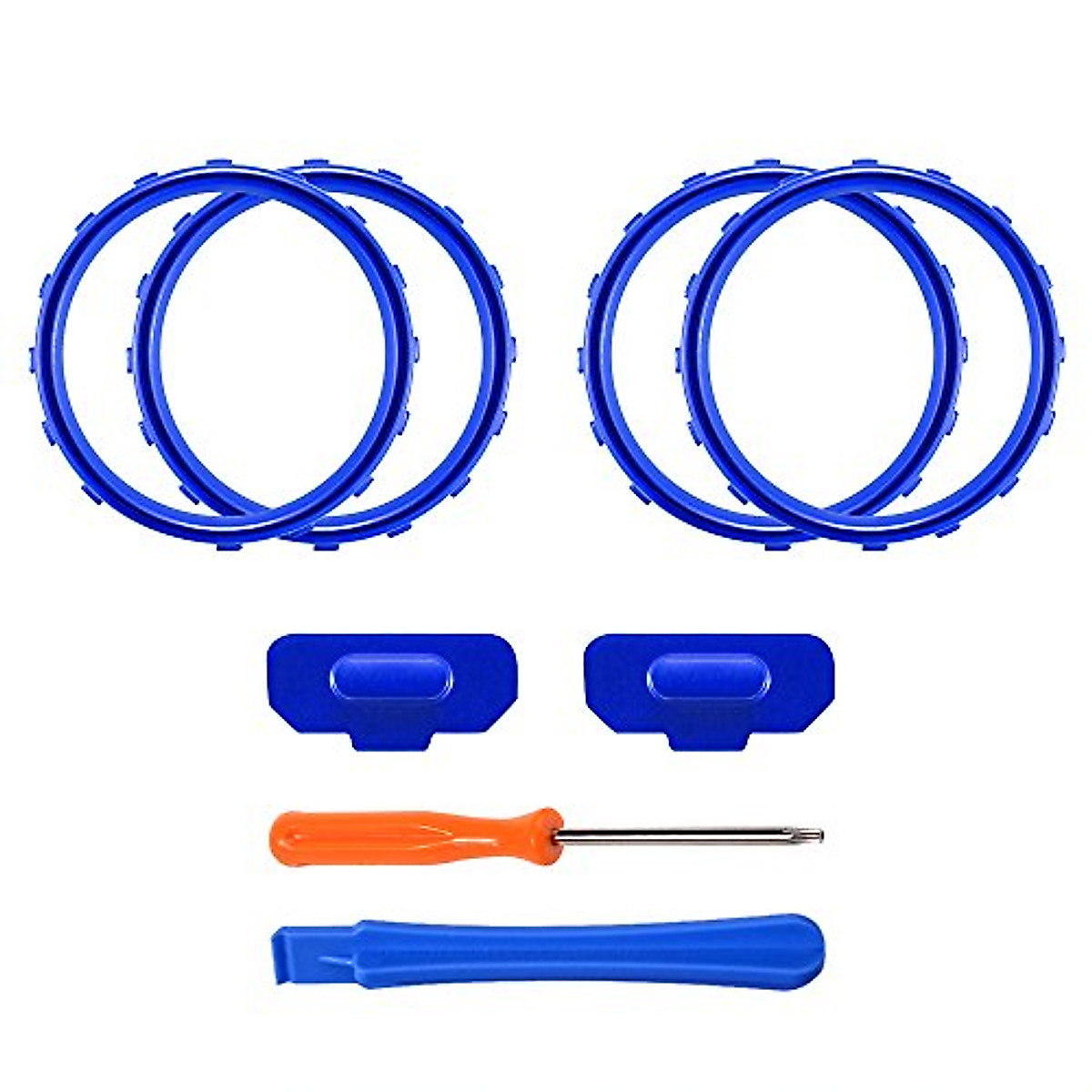 eXtremeRate Matte Chrome Blue Accent Rings Accessories for Xbox One Elite, Elite Series 2 Controller, Replacement Parts Profile Switch Buttons for Xbox One Elite Controller - Pack of 2