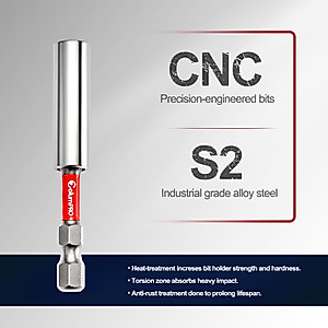 ColumPRO 4PCS Magnetic Drill Bit Extension, Impact Bit Holders,1/4" Hex Shank S2 Steel Magnetic Screwdriver Extension,Drill Bit Extender,2.6,4,6,12-inch Extensions