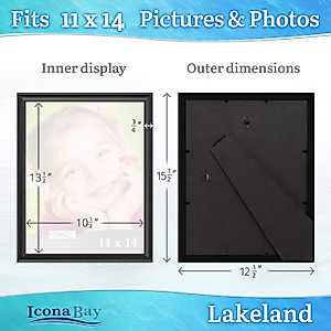 Icona Bay 11x14 (28x36 cm) Black Picture Frame, Contemporary Photo Frame 11 x 14, Composite Wood Frame for Walls or Table Top, Lakeland Collection