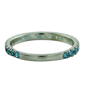 CARILLON Neon Apatite Round Shape 1.7MM Natural Non-Treated Gemstone 10K White Gold Ring Gift Jewelry for Women & Men