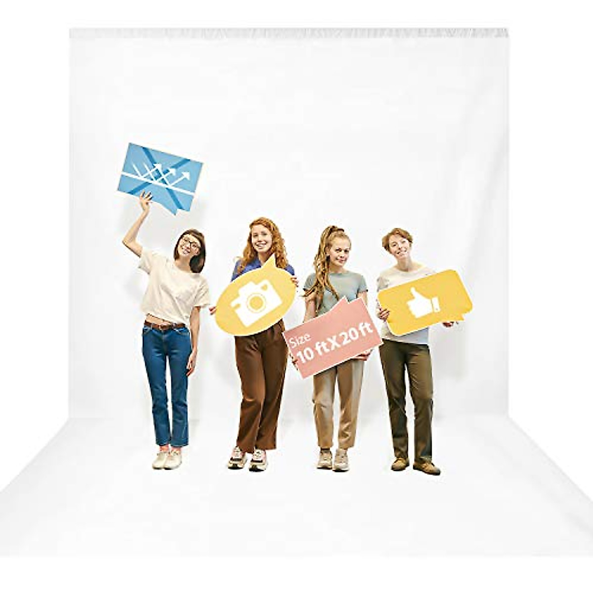 Julius Studio 10 ft. x 20 ft. Large Heavy Duty White Backdrop, Pure White Seamless Background, A+ Grade High Density > Standard, Synthetic Long Life Screen Fabric for Photo Video Studio, JSAG198