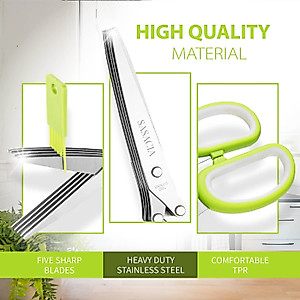 2023 Updated Herb Scissors Set - Herb Scissors With 5 Blades and Cover, Cool Kitchen Gadgets for Cutting Shredded Lettuce, Cilantro Fresh, Green Onion Fresh and etc. Also Can Used for Cutting Paper.
