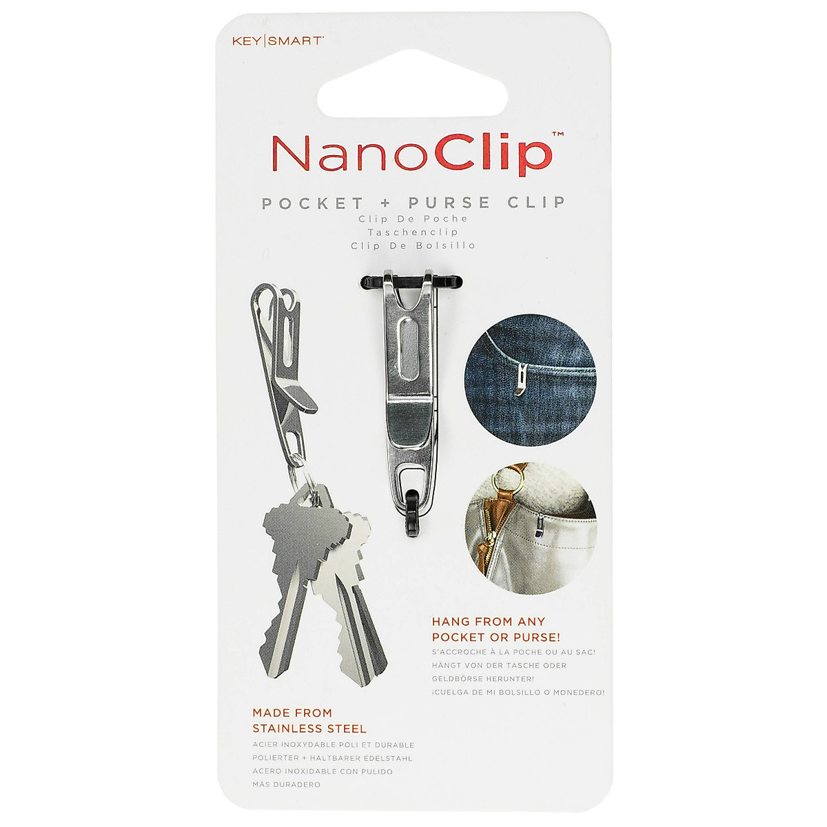 KeySmart Nano Clip - Pocket Clip Key Ring Holder - Secure Your Key Chain, Eliminates Pocket Bulge (1 Pack)