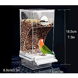Automatic Bird Feeder,No Mess Bird Feeder,Bird Cage Feeder Bird Cage Accessories for Parakeet Canary Cockatiel Finch (Transparent)