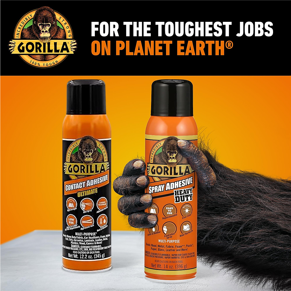 Gorilla Heavy Duty Spray Adhesive, Multipurpose and Repositionable, 14 Ounce, Clear, (Pack of 1)