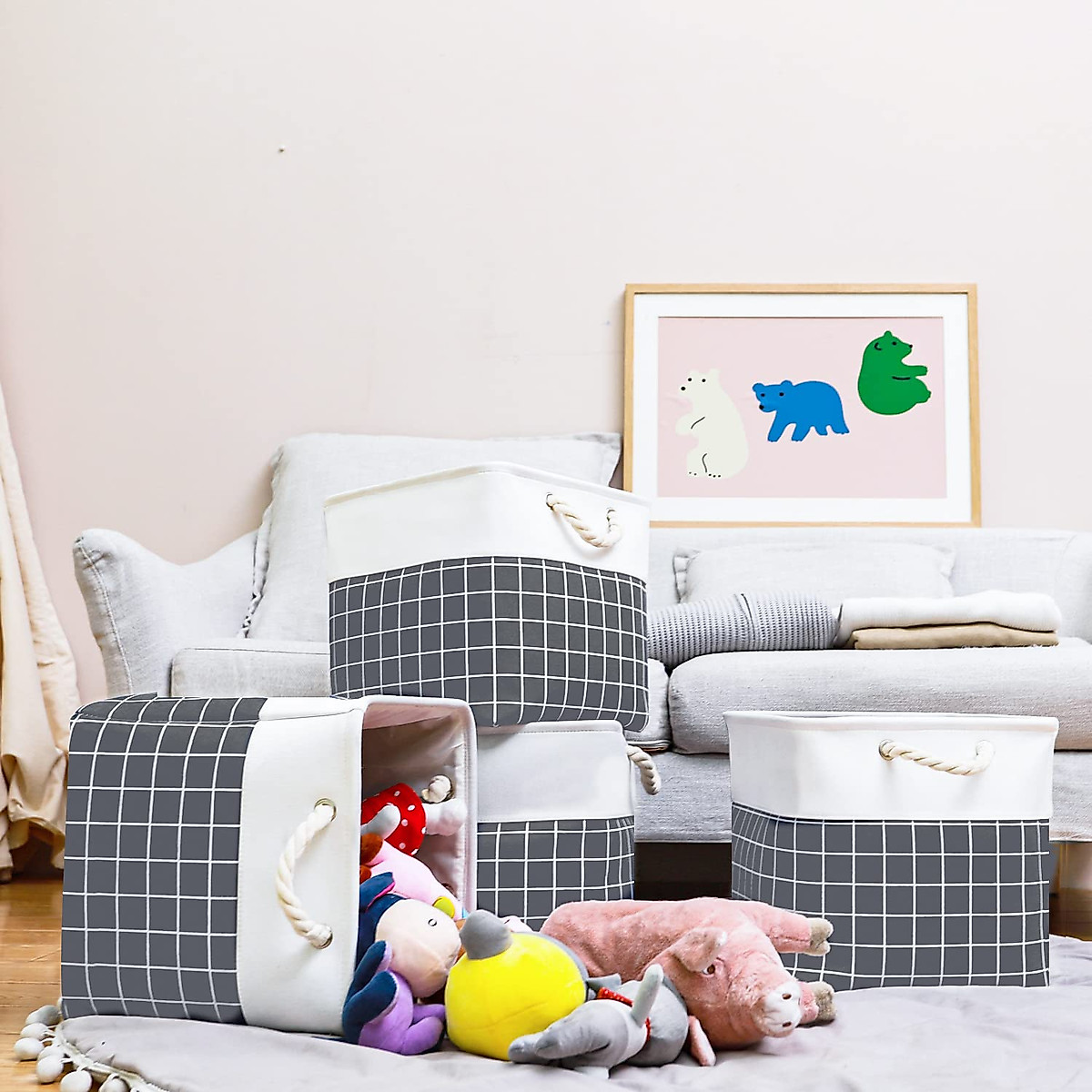 Kerhouze 11 Inch Fabric Storage Cubes Cubby Storage Bins Foldable Baskets for Organizing Shevles Closet Nursery Toys