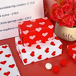 Whaline Tissue Paper White Red Heart Wrapping Paper Romantic Gift Wrapping Tissue Paper Art Paper Crafts for Valentine's Day Anniversary Birthday Wedding Decor, 100 Sheet