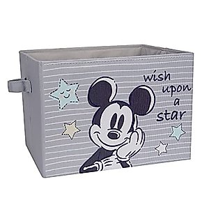 Lambs & Ivy Disney Mickey Mouse Gray Foldable Storage Basket/Container/Bin