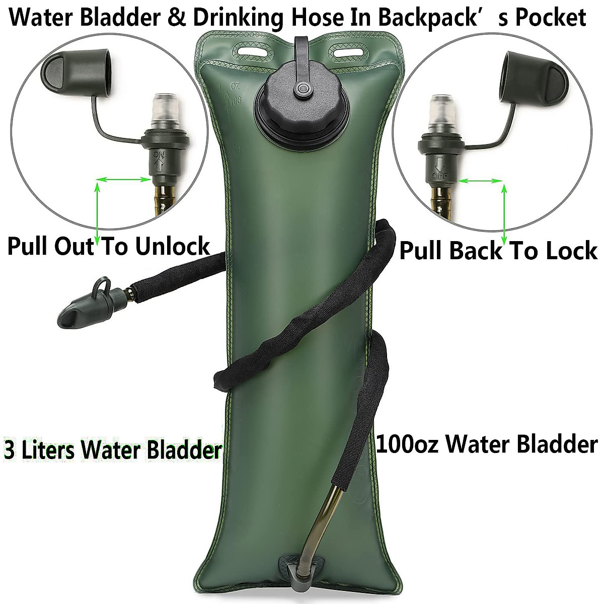 ATBP Tactical Hydration Pack 3L Water Bladder Backpack Lightweight Water Storage Reservoir Bag Daypack for Running Hiking Cycling Biking