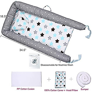 Baby Lounger Cover Baby Nest Cover 100% Cotton Breathable Sleeping Bed Cover for Newborn Nest Co Sleeping Bed Machine Washable (Star)