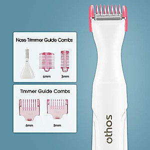 othos Multi-Functional Electric Trimmer Kit for Women, Bikini Trimmer, Nose & Eyebrow Trimmer, Foil Shaver All in One Device, Wet and Dry use, Waterproof, AA Battery Operated (Included)